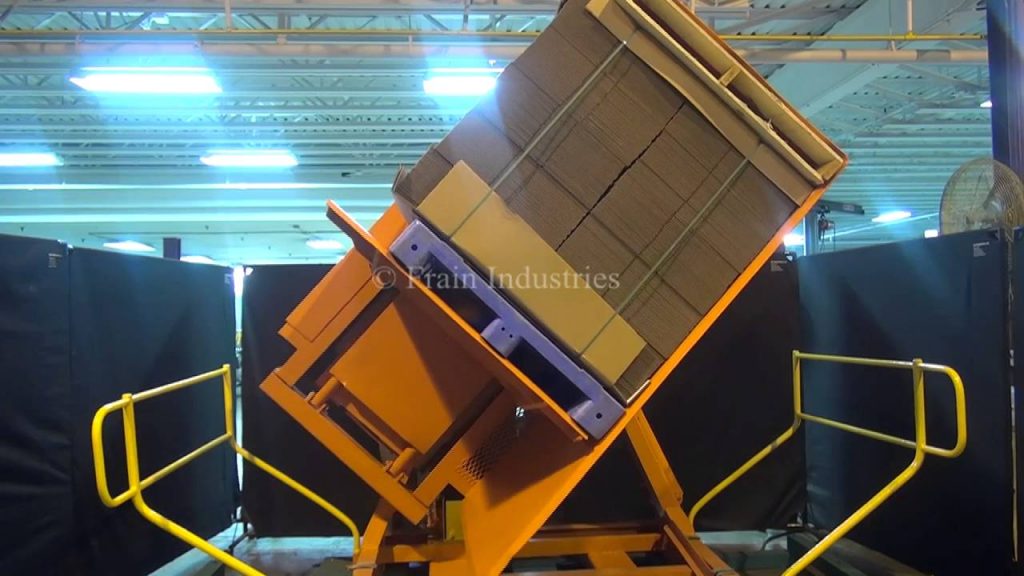 180° Hydraulic Pallet Inverter Exhibition - Bag packing and packing line